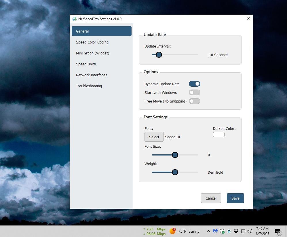 NetSpeedTray v1.1.7 - Free Download - OlderGeeks.com Freeware Downloads