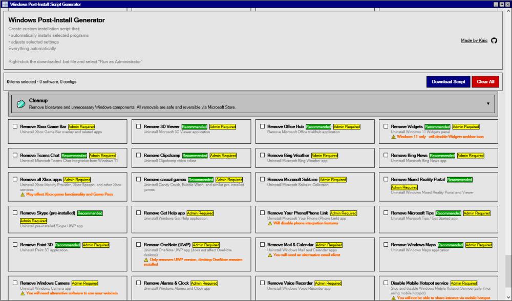 Windows Post-Install Generator v1.0 - Free Download - OlderGeeks.com ...