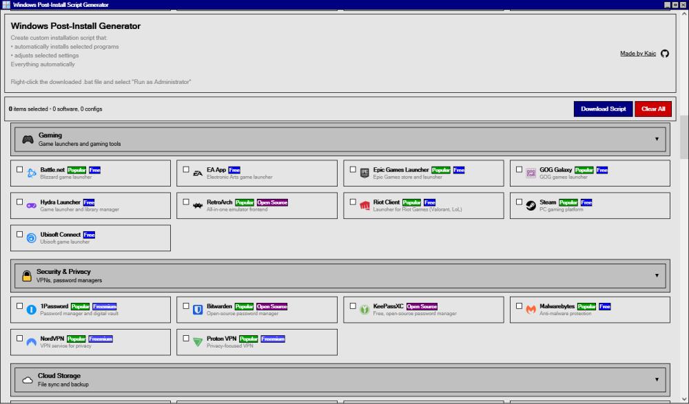 Windows Post-Install Generator v1.0 - Free Download - OlderGeeks.com ...